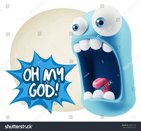 3d Rendering Surprise Character Face Emoticon Stock Illustration