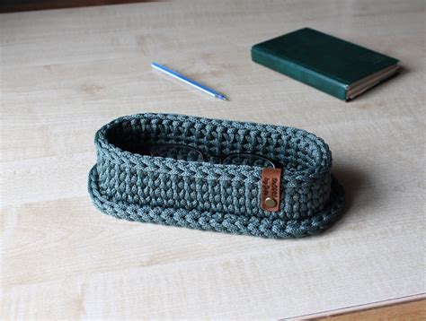 Oval Eyeglass Holder With Bottom Border Crochet Glasses Storage Nightstand Accessory Bedside