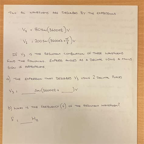 Solved Two AC WAVEForms Are Described BY The Chegg