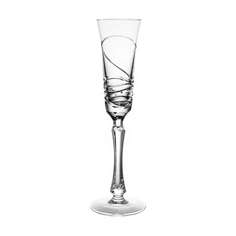 Birks Crystal Silver Ribbon Champagne Flute Ajka Crystal