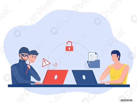 Criminal Hacker Holding Friends Mask For Hacking On Notebook Laptop Stock Vector 6028346