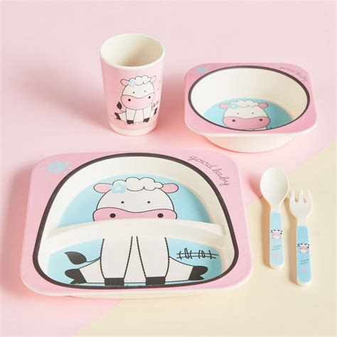 Shop Mina Moo Square 5 Piece Feeding Set 23x12x3 Cm Home Centre Uae