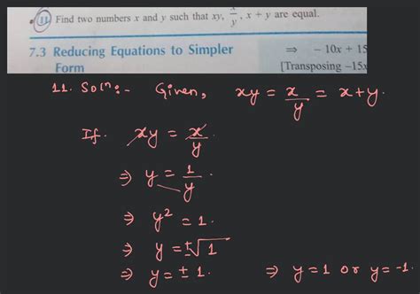 11 find two numbers x and y such that xy yx x y are equal 7 3 reducin