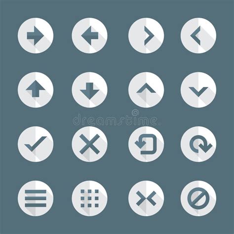 Flat Style Various Navigation Menu Buttons Icons Set Stock Vector
