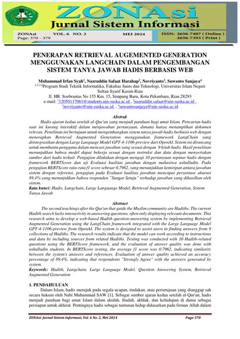 PDF PENERAPAN RETRIEVAL AUGEMENTED GENERATION MENGGUNAKAN LANGCHAIN DALAM PENGEMBANGAN SISTEM