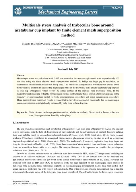 Pdf Multiscale Stress Analysis Of Trabecular Bone Around Acetabular Cup Implant By Finite