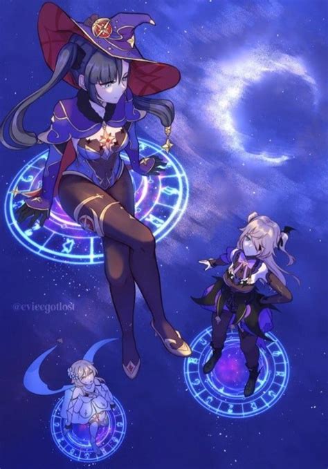 Lumine Mona And Fischl Genshin Impact Drawn By Evieegotlost Danbooru