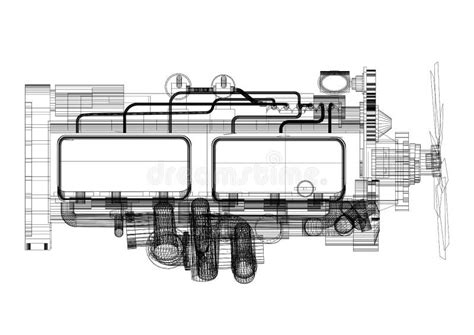 Engine Design Architect Blueprint Stock Illustration Illustration Of