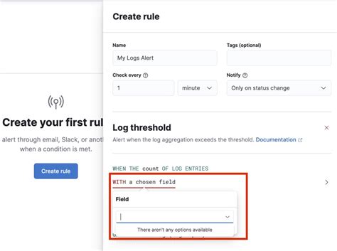 No Fields Available When Creating Logs Threshold Alert In Kibana