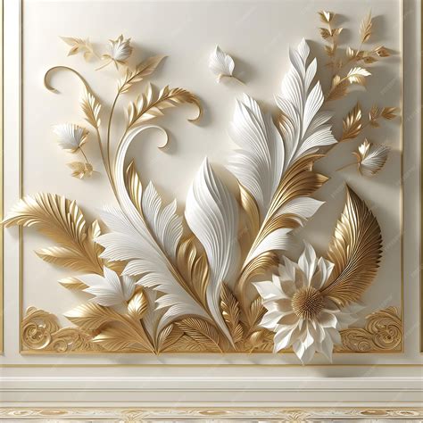 Premium Photo Wallpaper Classic Wall Panel Leaves