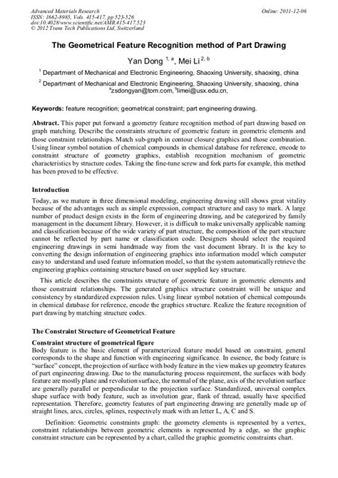 The Geometrical Feature Recognition Method Of Part Drawing Scientificnet