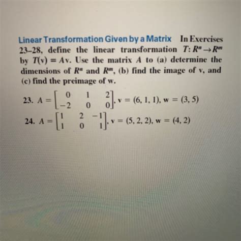 solved linear transformation given by a matrix in exercises