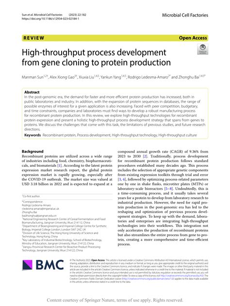 Pdf High Throughput Process Development From Gene Cloning To Protein Pdf High Throughput Process Development From Gene Cloning To Protein