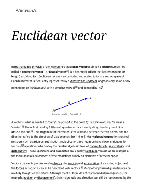 Euclidean Vector - Wikipedia | PDF | Euclidean Vector | Euclidean Space