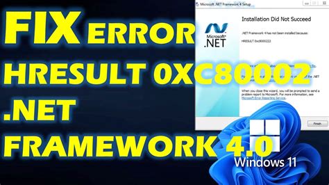 Solved Problem Installing Net Framework 40 Hresult 0xc8000222xx