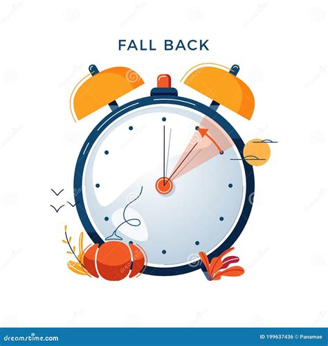 Daylight Saving Time Concept Autumn Landscape With Text Fall Back The