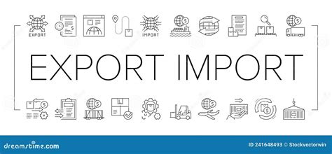 export import logistic collection icons set vector stock vector