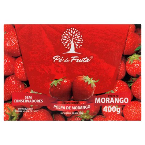 Polpa De Fruta Morango PÉ De Fruta Caixa 400g 4 Unidades Gtineanupc