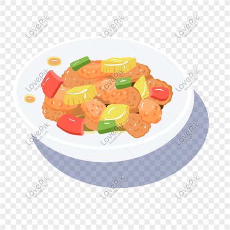 손으로 그려진 만화 파인애플 들어온다 고기 Png 일러스트 무료 다운로드 Lovepik