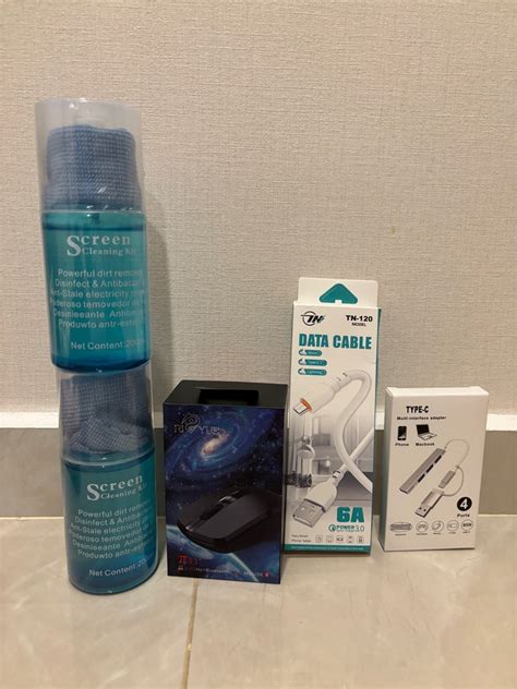 Wireless Mouse Type C To Usb Cable Type C Adapter Screen Cleaner Computers And Tech Parts