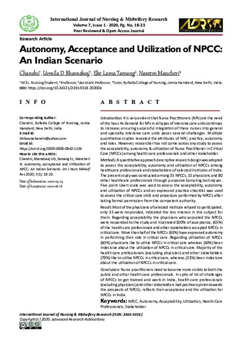 pdf autonomy acceptance and utilization of npcc an indian scenario