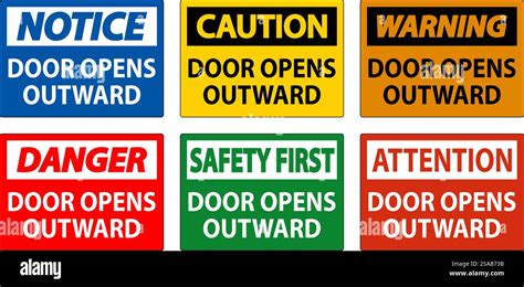 Caution Sign Door Opens Outward Stock Vector Image And Art Alamy