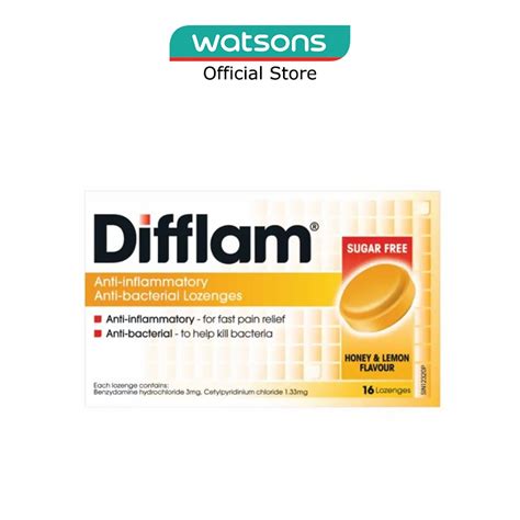 Difflam Anti Inflammatory Anti Bacterial Honey Lemon Sugar Free 16 Lozenges Shopee Singapore