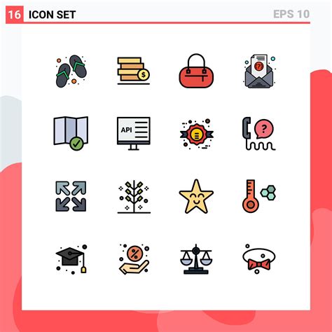 Pack Of 16 Creative Flat Color Filled Lines Of Coding Map Bag Location