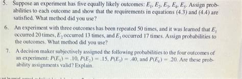 Solved 5 Suppose An Experiment Has Five Equally Likely