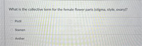 Solved What is the collective term for the female flower | Chegg.com