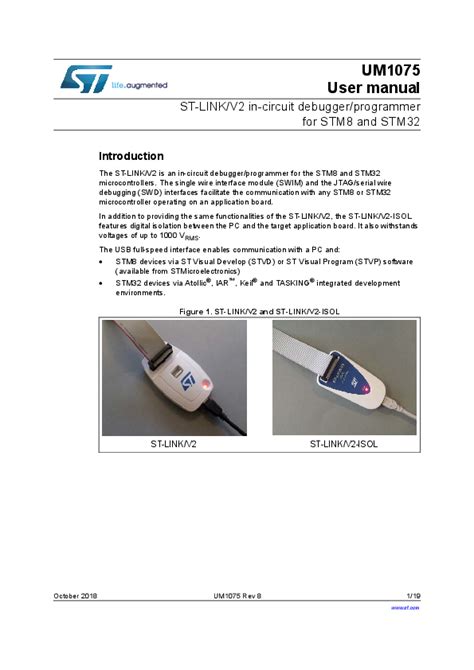 Stmicroelectronics St Linkv2 In Circuit Debugger Programmer User Manual