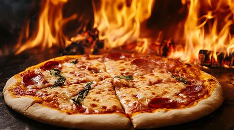 Fondo Un Festín Ardiente De Pizza De Pepperoni Al Horno De Leña Con