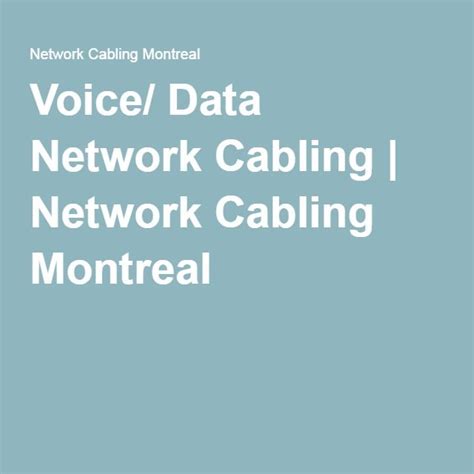 Voice Data Network Cabling In Montreal