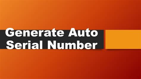 Generate Auto Serial Number In Microsoft Excel Youtube