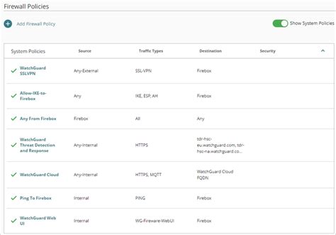 System Firewall Policies
