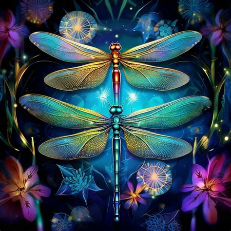 Captivating Beauty Of Shimmering Dragonflies With An Artistic Twist
