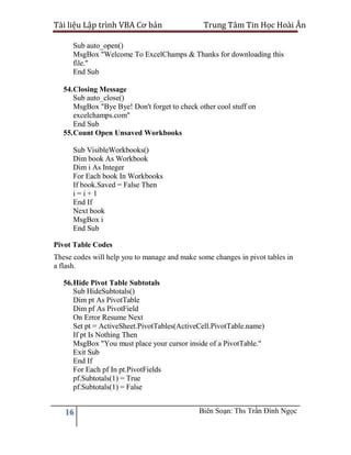 Lập Trình VBA For Excel Tại Biên Hòa PDF