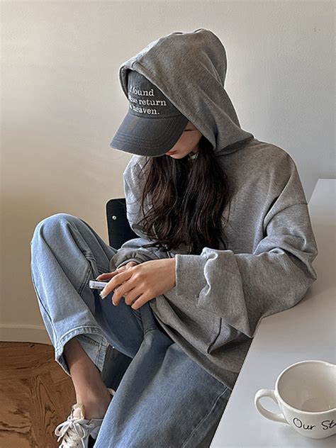 리리앤코 온디른 루즈핏 무지 후드 티셔츠