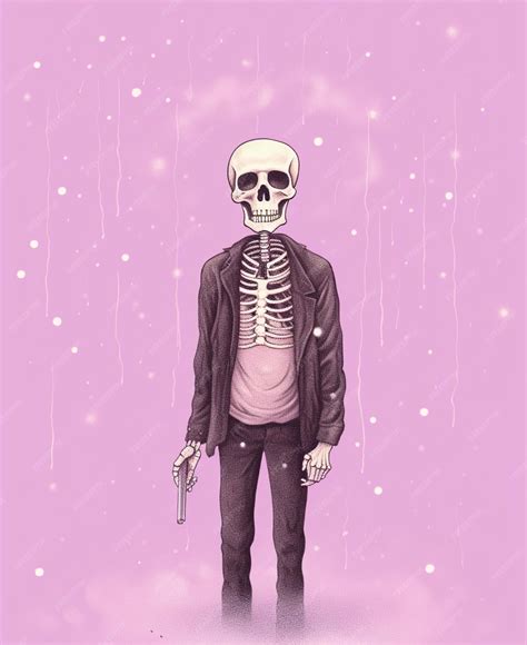 Premium Photo There Is A Skeleton In A Jacket And Jeans Standing In The Rain Generative Ai