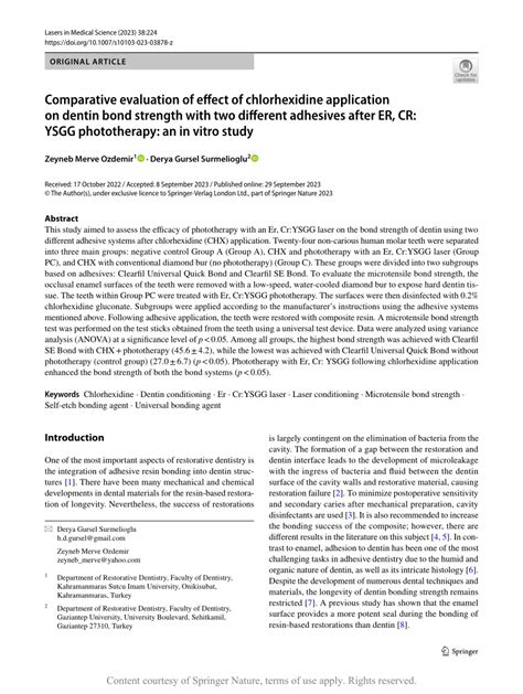 Comparative Evaluation Of Effect Of Chlorhexidine Application On Dentin Bond Strength With Two
