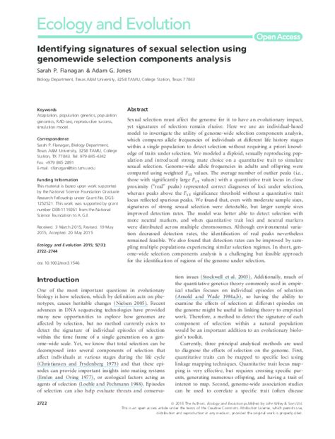 Pdf Identifying Signatures Of Sexual Selection Using Genomewide Selection Components Analysis