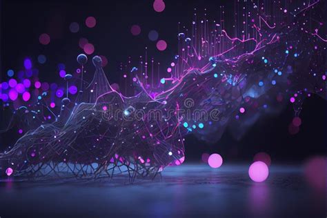 Abstract Technology Futuristic Digital Concept Square Pattern With Lighting Glowing Particles