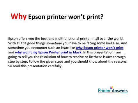 Ppt Why My Epson Printer Wont Print The Black Powerpoint Presentation Id