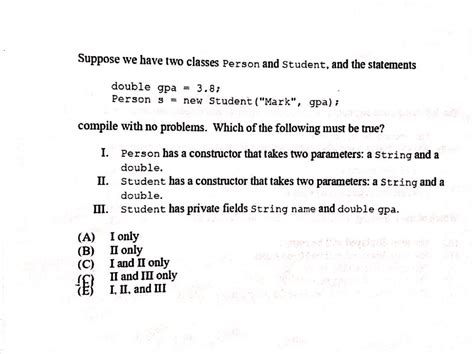 Solved Suppose We Have Two Classes Person And Student And Chegg