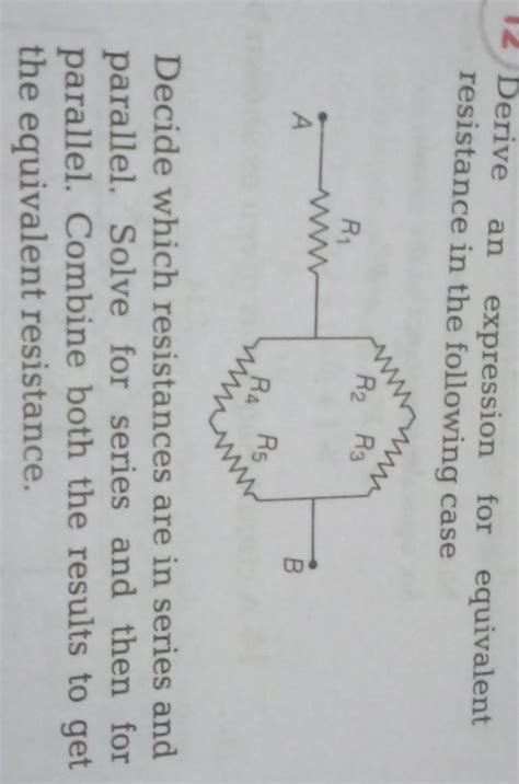 12 derive an expression for equivalent resistance in the following case