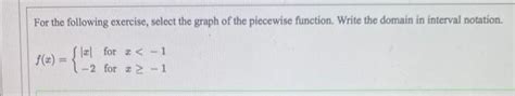 Solved For The Following Exercise Select The Graph Of The