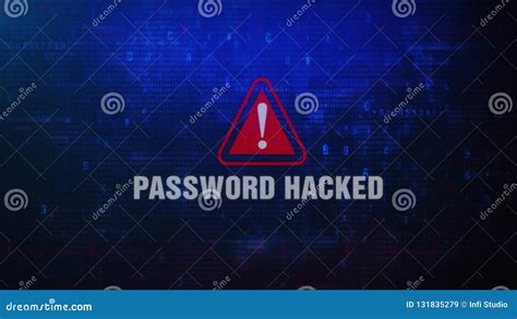 Password Hacked Alert Warning Error Message Blinking On Screen Stock