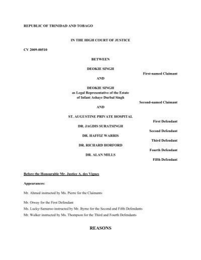 Reasons Supreme Court Of Trinidad And Tobago