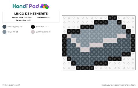 Lingo De Netherite Minecraft Fuse Bead Pattern Kandi Pad Kandi Patterns Fuse Bead Patterns