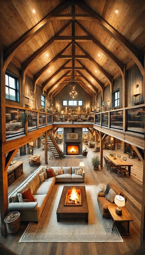Rustic Haven Cozy Barndominium Living With Fireplace Warmth Inside